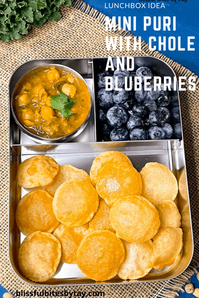 Mini Puri with Chana Masala and Blueberries - Blissful Bites by Tay