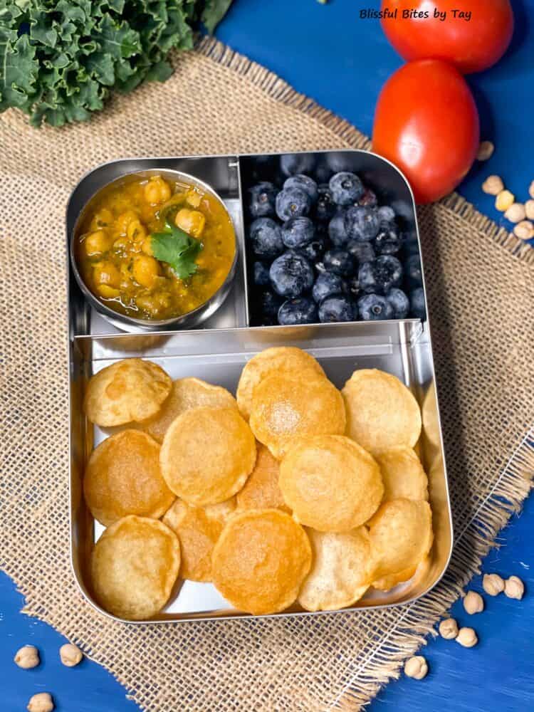 Mini Puri with Chana Masala and Blueberries - Blissful Bites by Tay