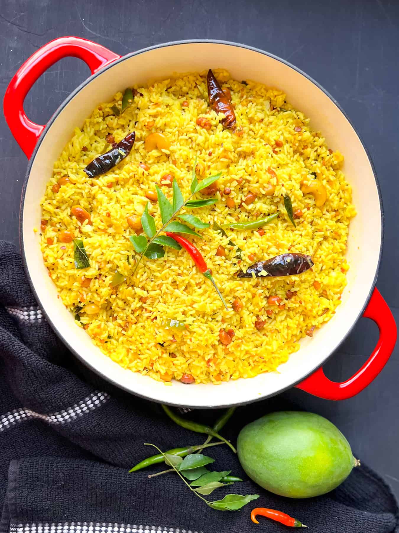 Raw Mango Rice/ Mamidikaya Pulihora - Blissful Bites by Tay